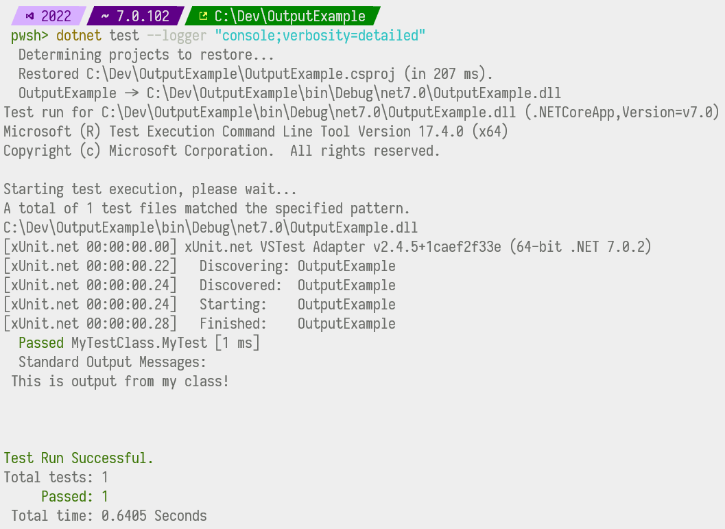 Capturing Output XUnit